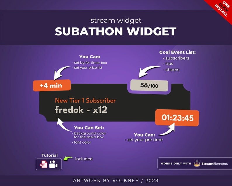 Twitch Subathon Stream Widget customizable Event Rotator and Goal Widget Vtuber Overlay ...
