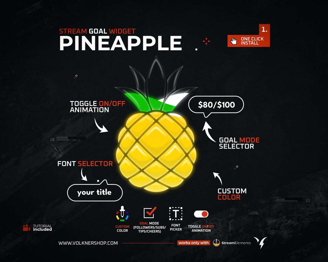 Liquid Pineapple Twitch Goal Widget - Followers, Sub & Donation Tracker ...