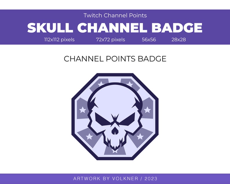 Twitch Channel Points Badge | Discord Roles | Emote - Purple/gray Skull ...