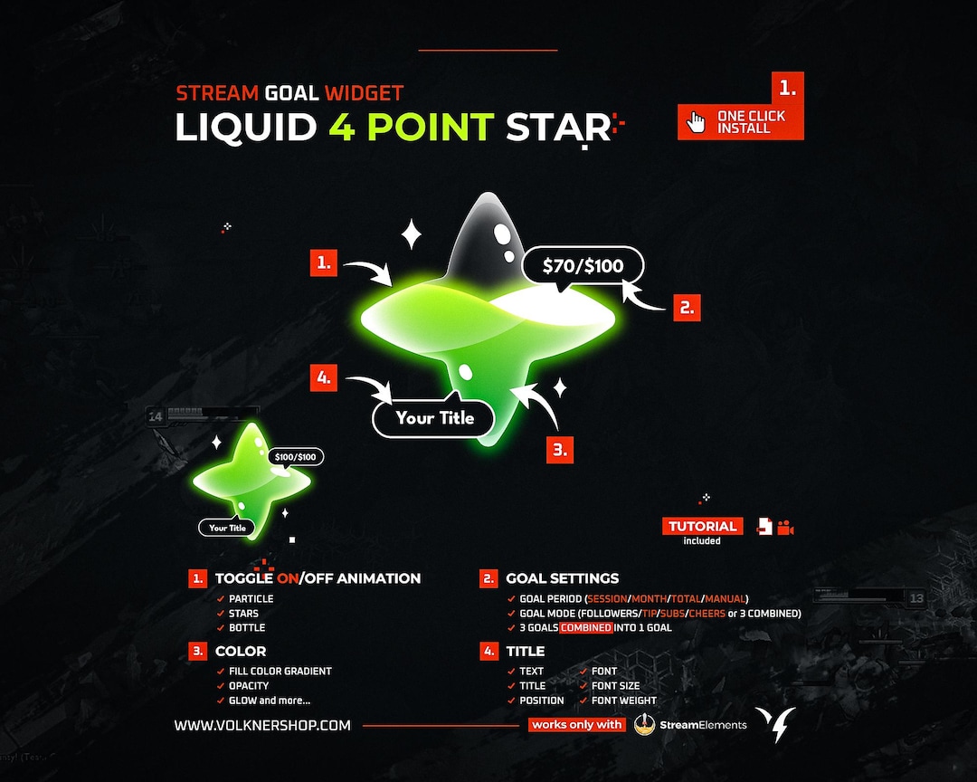 Kawaii Star Goal Widget | Glass Twitch Goals | Fully Customizable | Sub ...