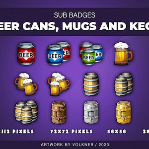 Twitch Beer Sub Badges | 12 Badges | Cans, Mugs, Kegs | Discord Role ...
