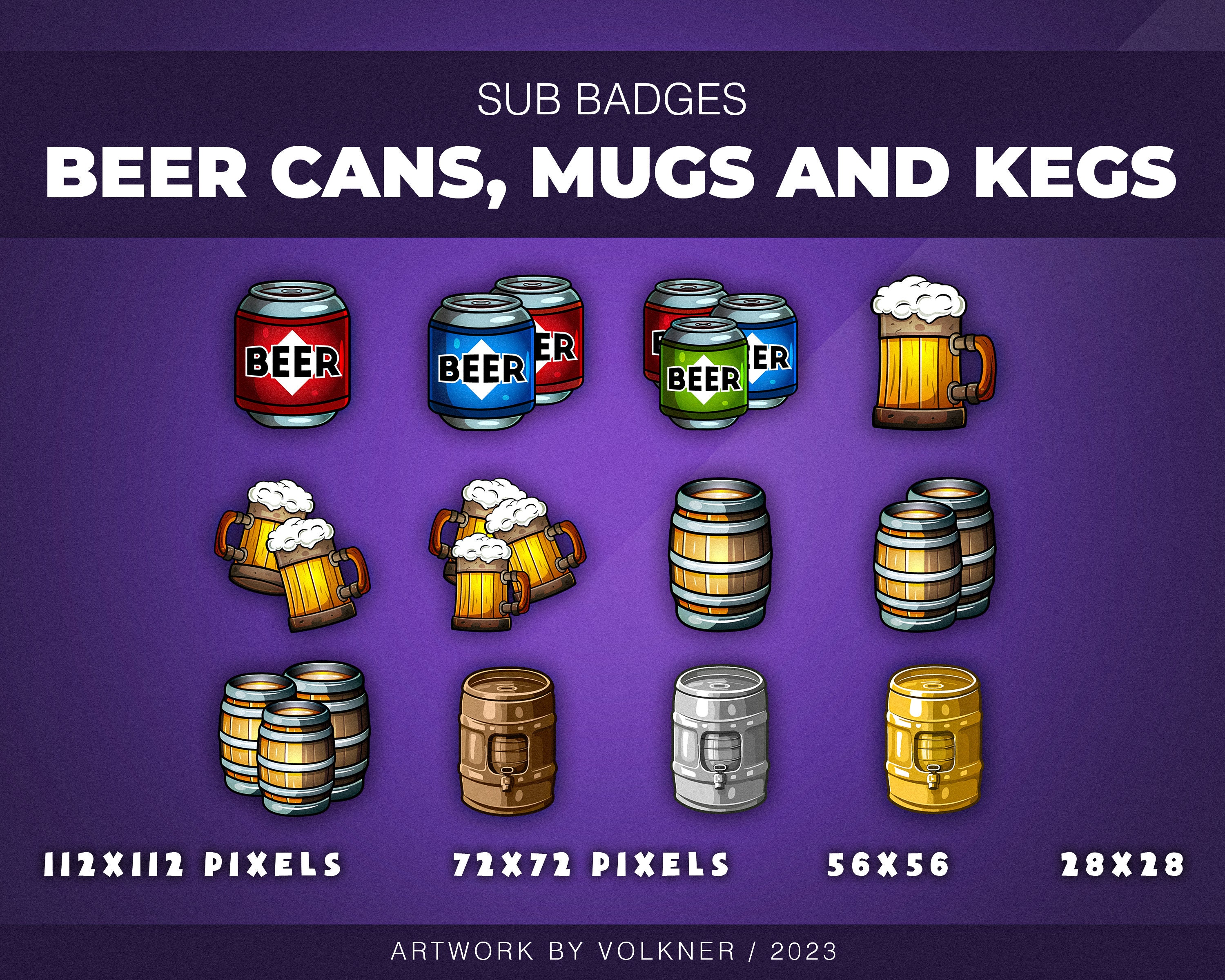 Twitch Beer Sub Badges | 12 Badges | Cans, Mugs, Kegs | Discord Role ...