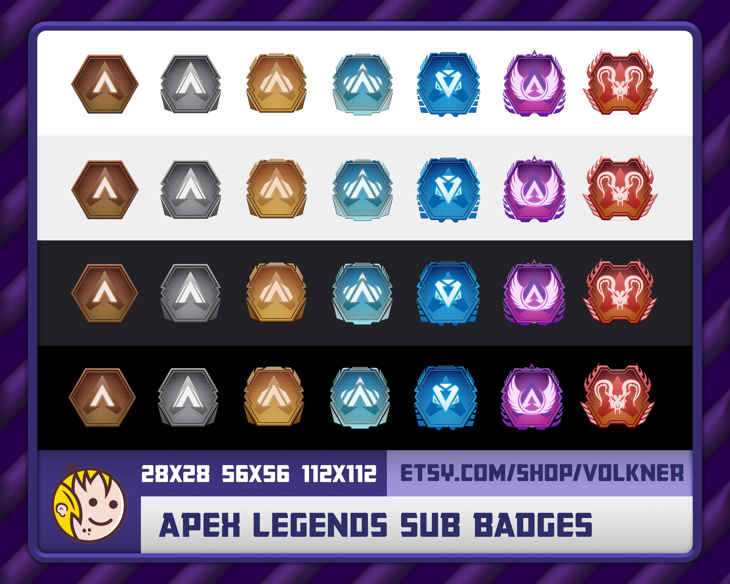 Insignias secundarias de Twitch Apex Legends Insignias de Sub/Bit de 7 ...