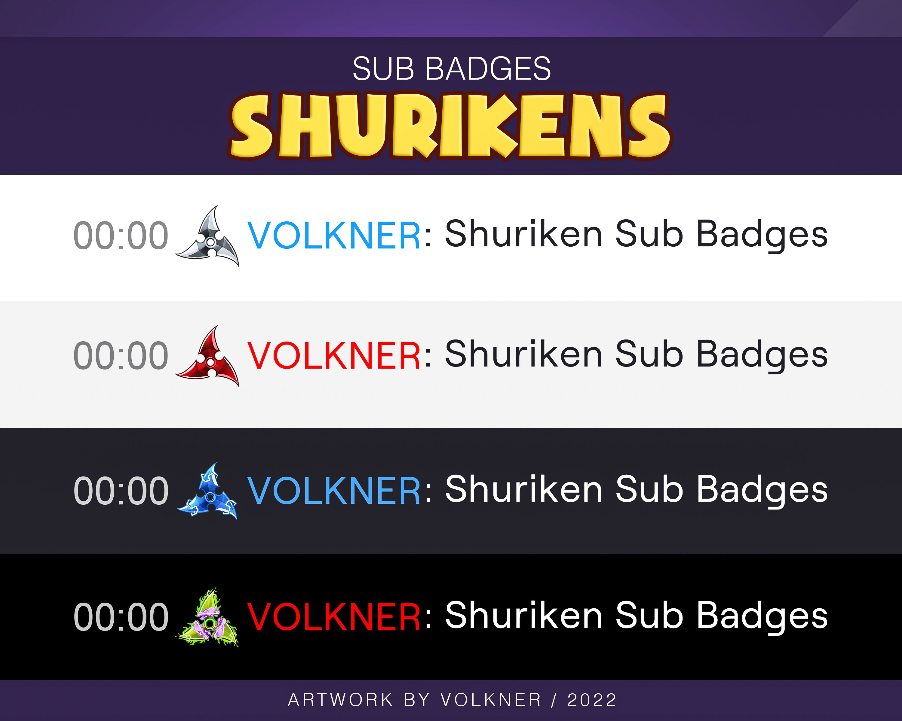 Twitch Shuriken Sub Badges | 8 Ninja Sub/bit Badges | Twitch/youtube ...