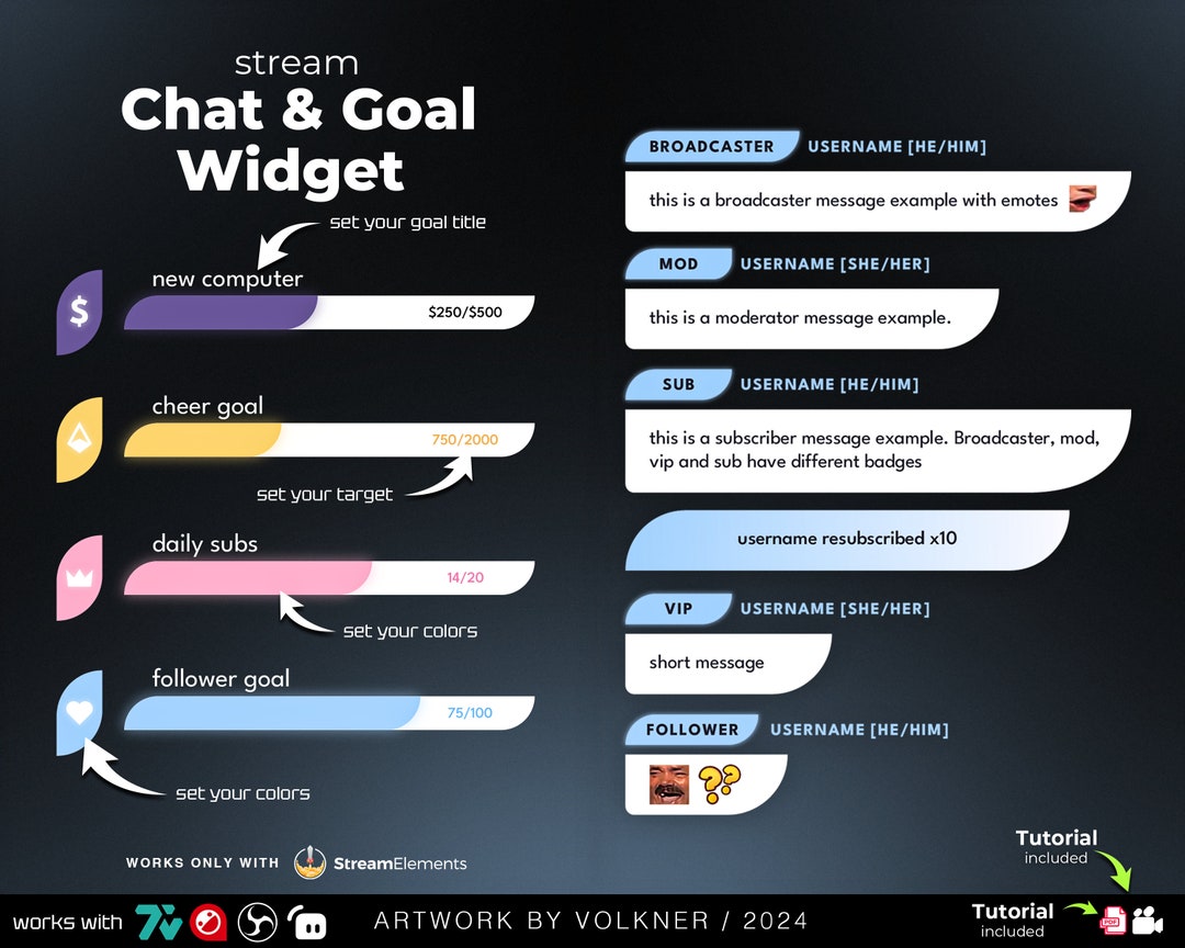 Simple Twitch Chat & Goal Widget | Stream Chat Box With Sub Goals ...