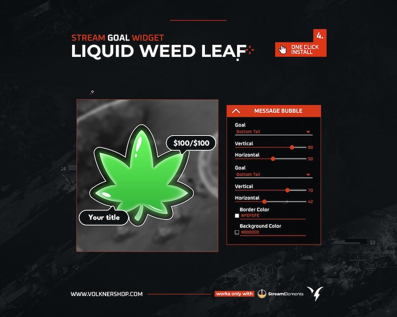 Liquid Weed Leaf Twitch Goal Widget - Followers, Sub & Donation Tracker ...