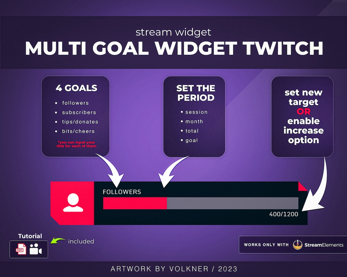 Twitch Goal Widget CUSTOM COLORS Twitch Sub Goal Cheers - Etsy