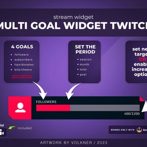 Twitch Goal Widget CUSTOM COLORS Twitch Sub Goal Cheers - Etsy