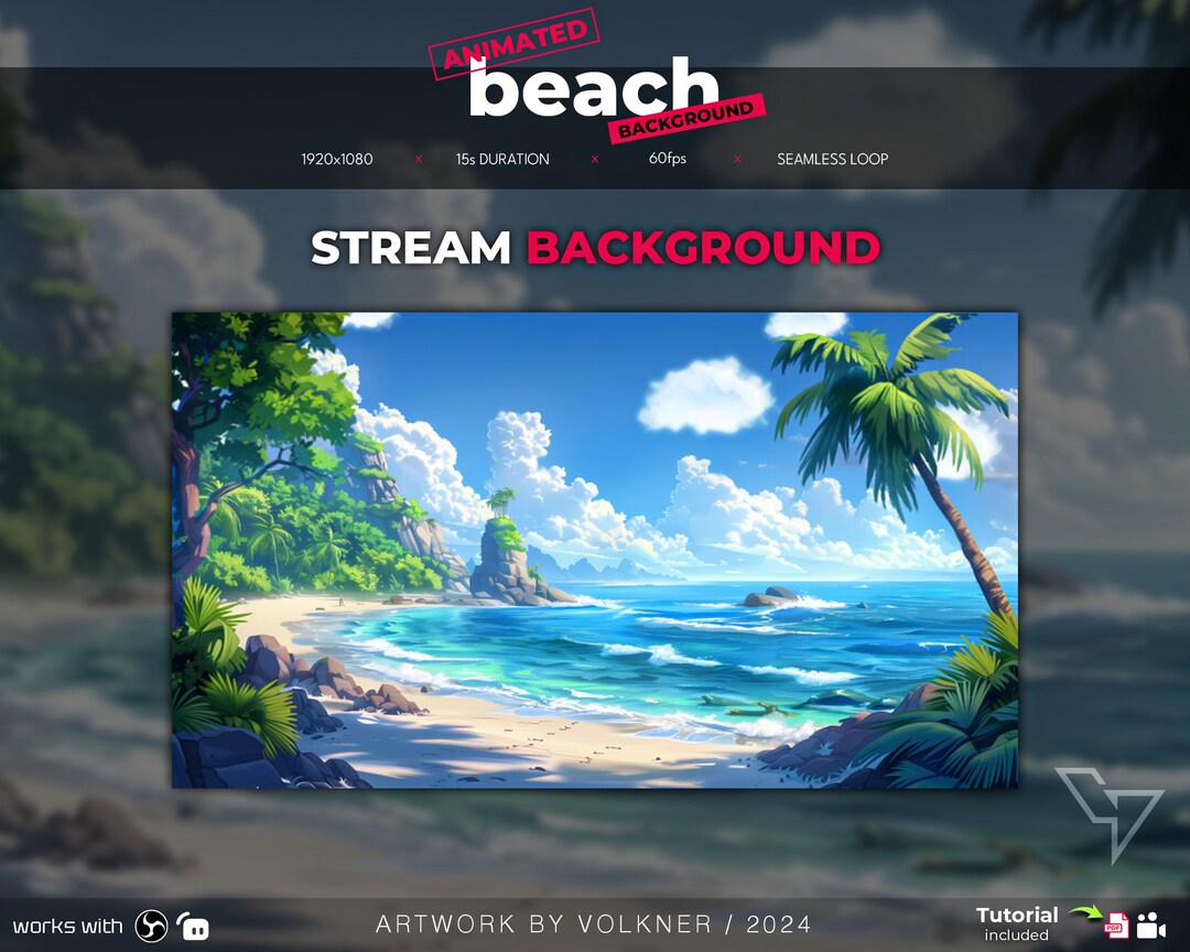 Animated Beach Vtuber Background Stream Overlay Twitch Screens Stream ...