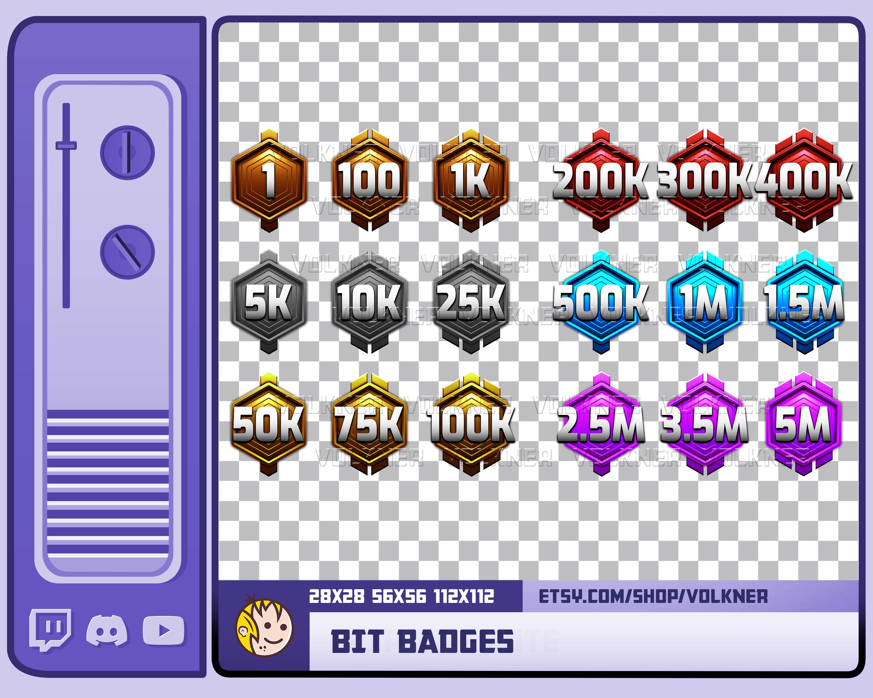 18 Twitch Bit Badges | Sub/bit/cheer Badges | Twitch/youtube - Etsy