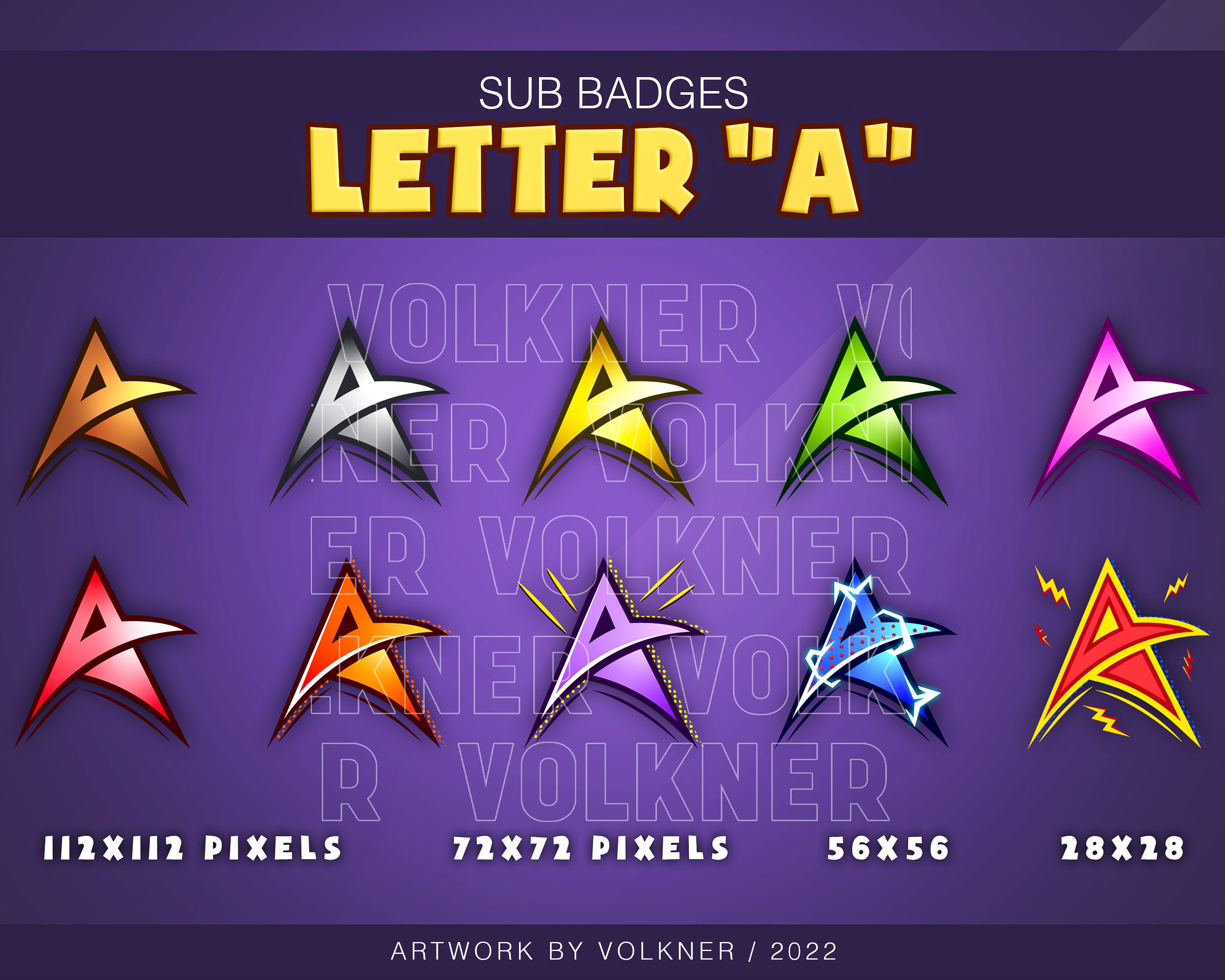 Twitch Letter A Sub Badges | 10 Sub/bit Badges | Twitch/youtube ...