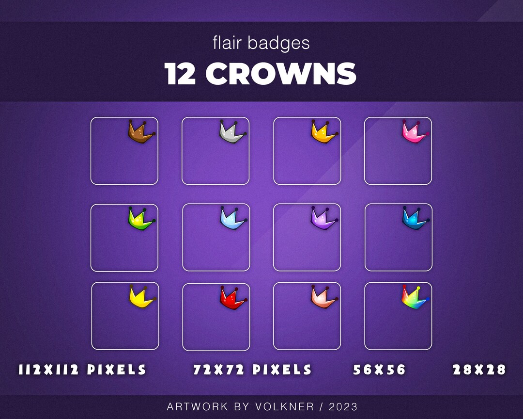 Twitch Crown Flair Badges | 12 Crown Bit Badges | Stream | Twitch ...