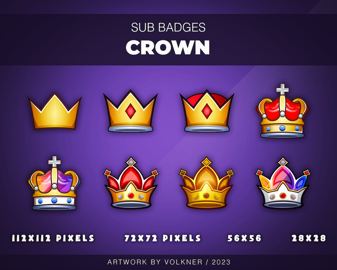 Twitch Crown Sub/bit Badges | 8 King Badges | Discord Role Badges ...