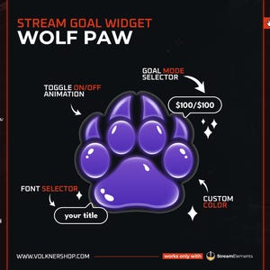 Wolf Paw Goal Widget | Liquid Twitch Goals | Fully Customizable | Sub ...