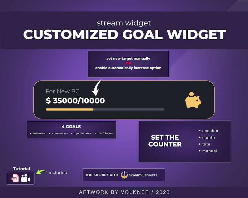 Animated Event Goal Widget (CUSTOM COLORS) | Twitch | Minimal | Aesthetic | Simple | Streamer ...