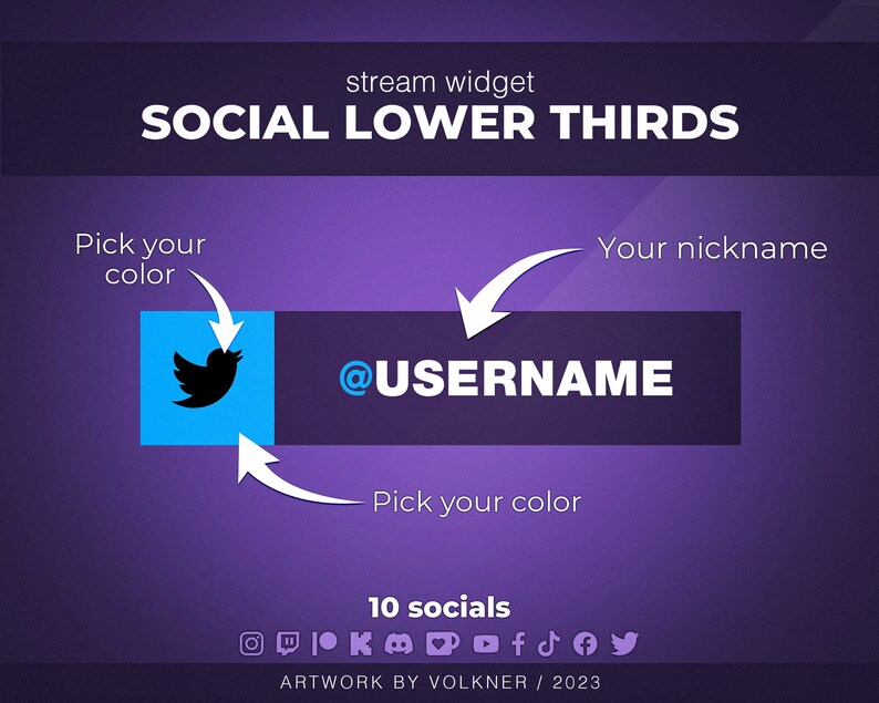 Custom Social Media Stream Overlay Twitch Social Lower - Etsy