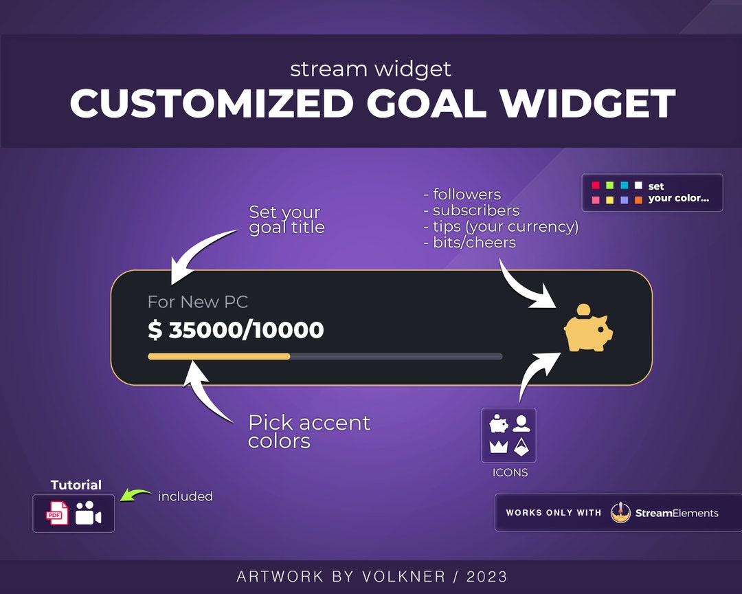 Animated Event Goal Widget (CUSTOM COLORS) | Twitch | Minimal ...
