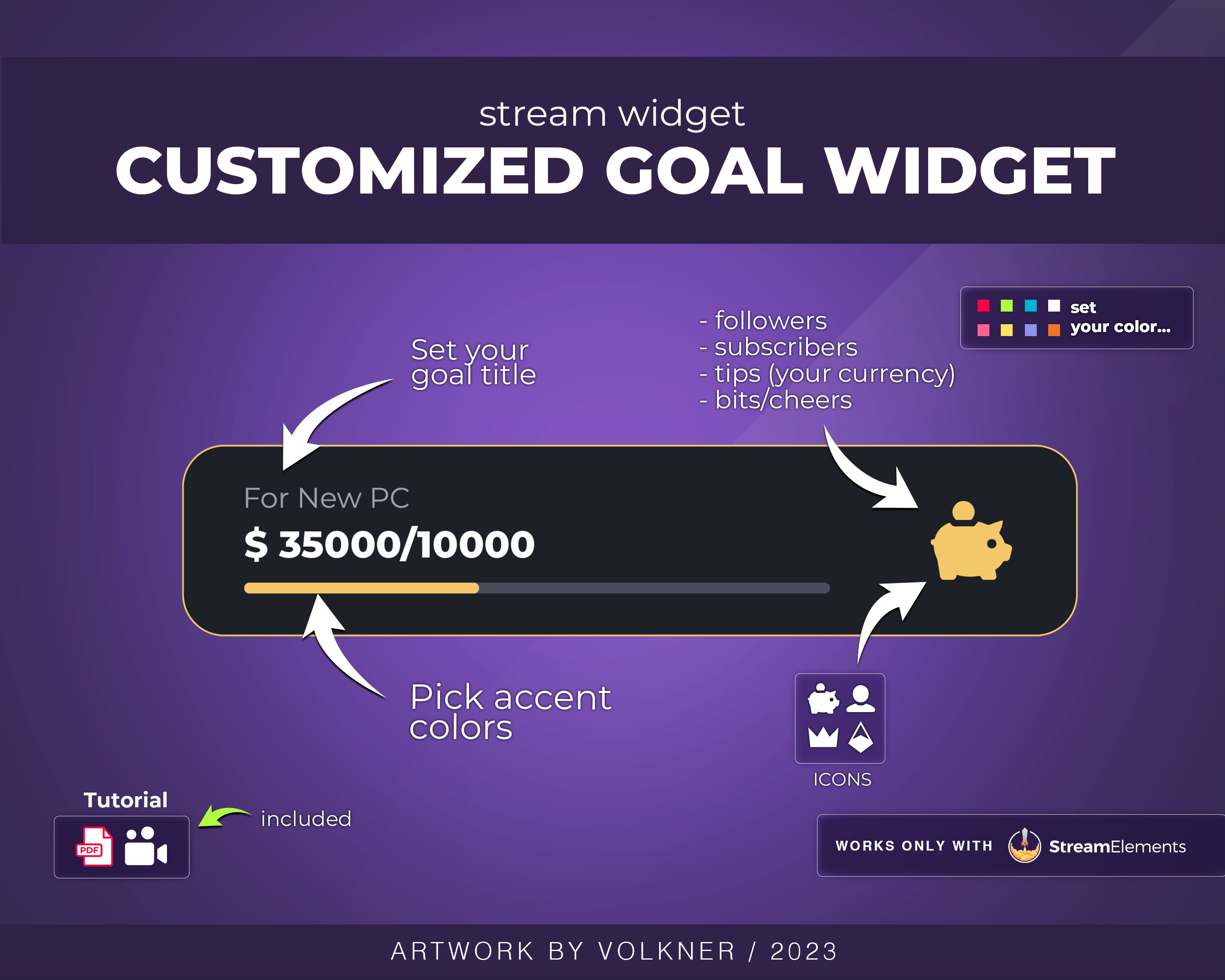 Animated Event Goal Widget (CUSTOM COLORS) | Twitch | Minimal ...