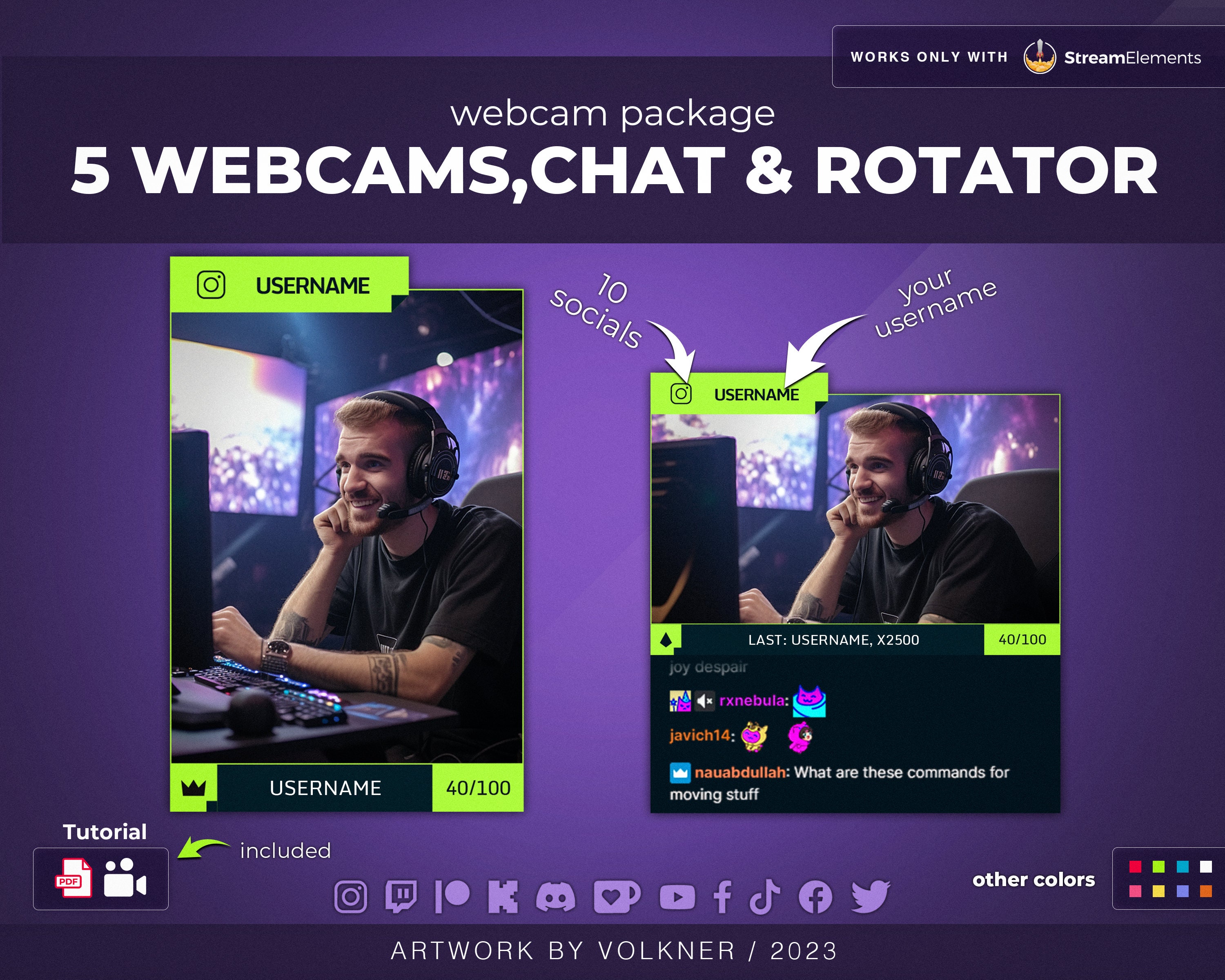 Customizable Green Twitch Webcam Overlay Webcam and Rotator Widget ...