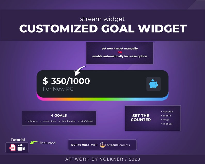 Animated Goal Widget (CUSTOM COLORS) | Twitch | Minimal | Aesthetic ...