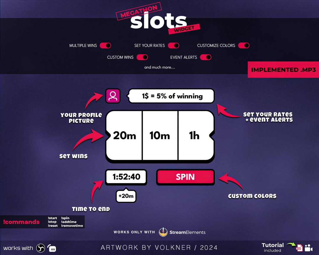 Twitch Subathon Widget (color Customizable) | Megathon Slot Widget With Alerts | Vtuber Overlay ...