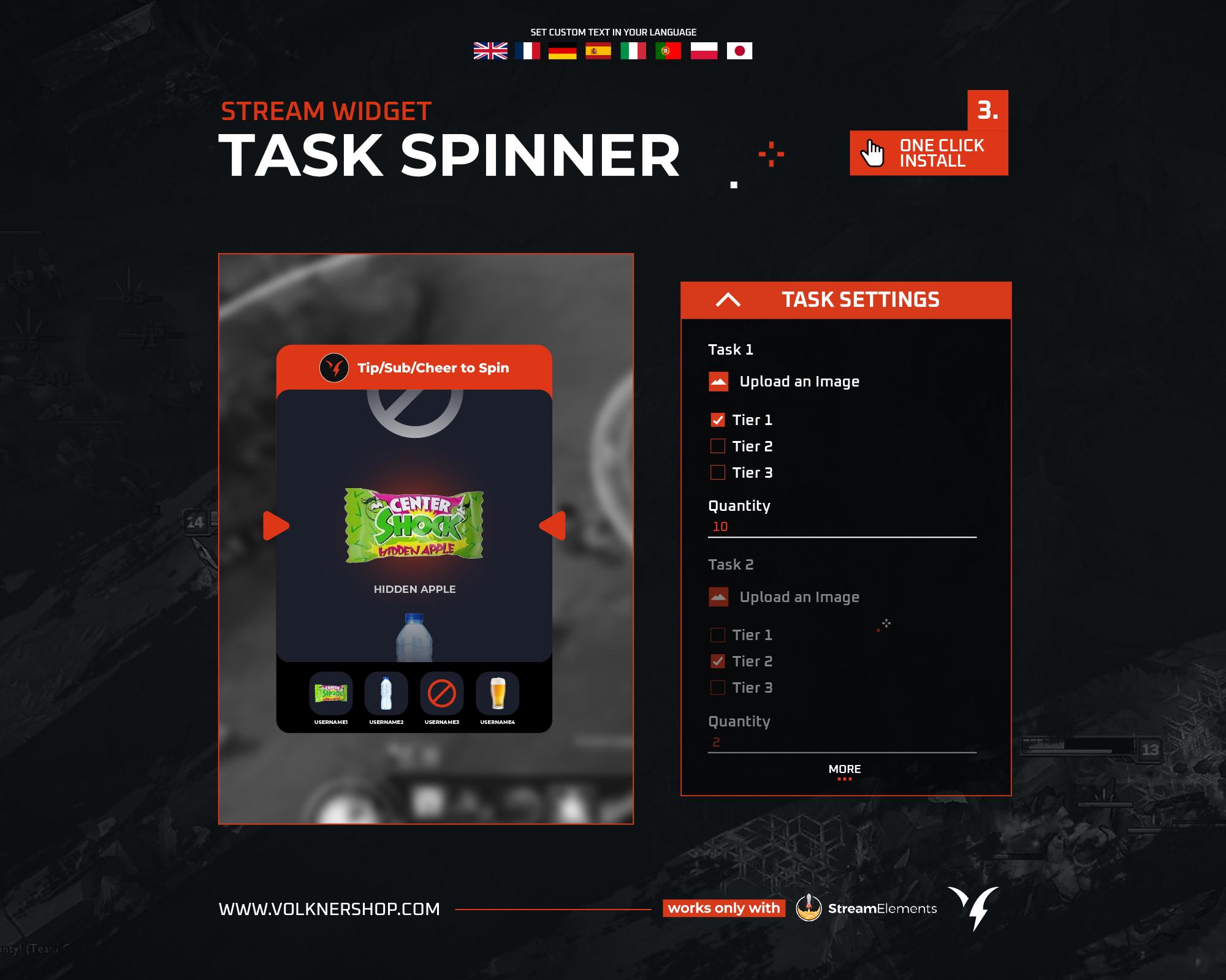 Twitch Task Spinner Widget | Custom Tasks | Fully Customizable | Twitch ...