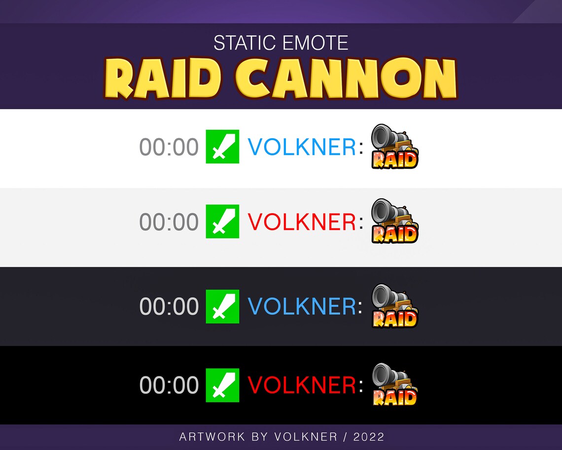 Twitch Animated Raid Emote | ANIMATED + STATIC | Cannon Raid, Cannon ...