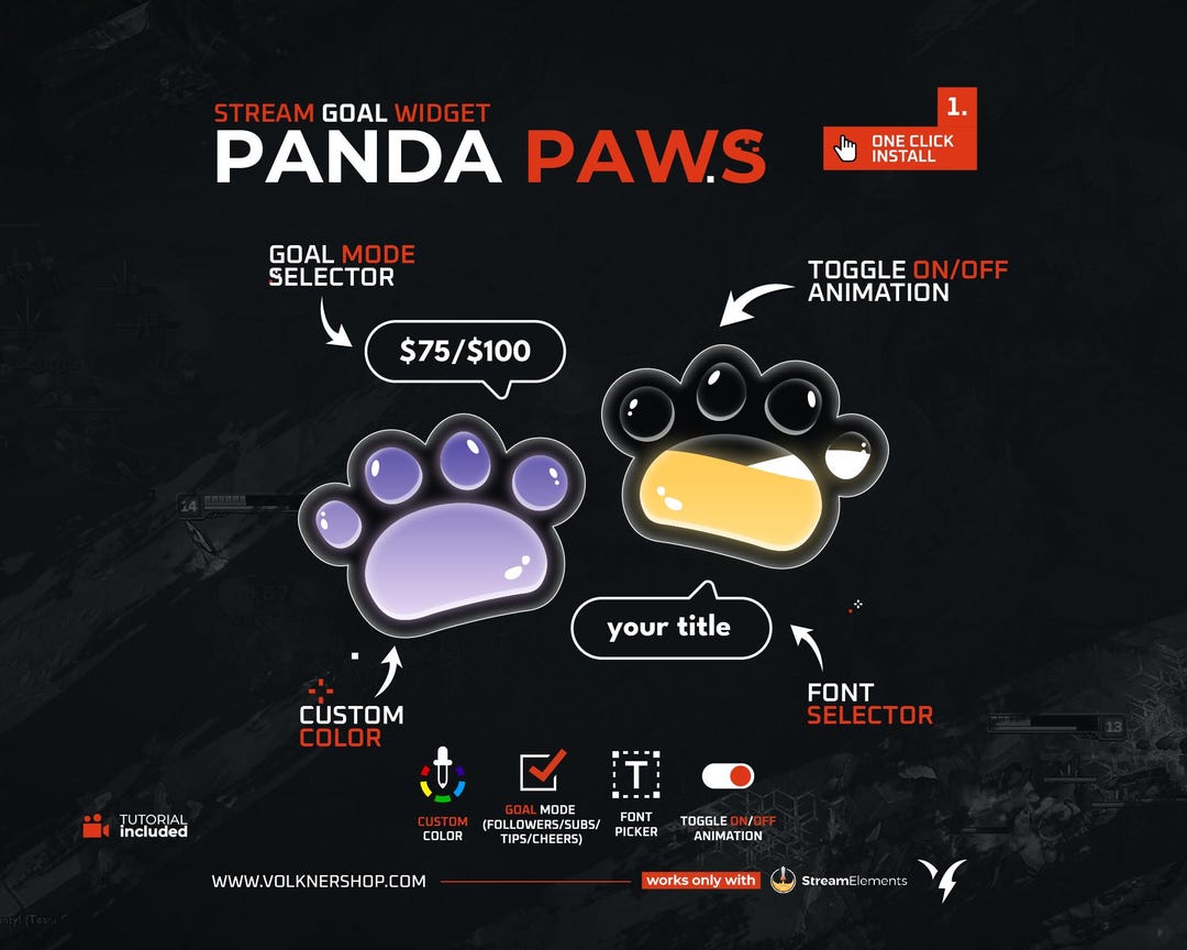 Panda Paws Liquid Goal Widget | Glass Twitch Goals | Fully Customizable ...