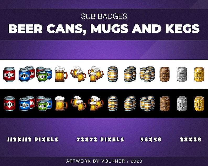 Twitch Beer Sub Badges | 12 Badges | Cans, Mugs, Kegs | Discord Role ...