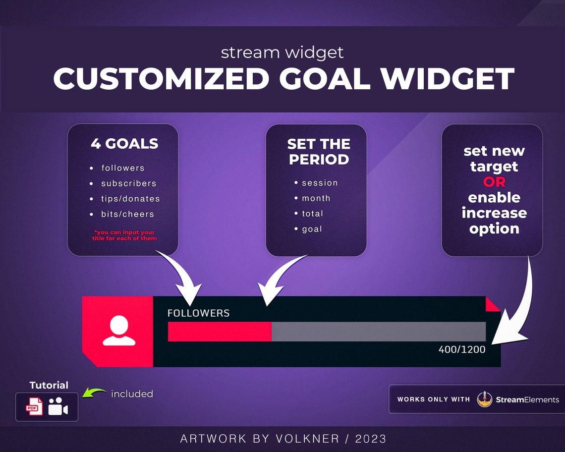Twitch Goal Widget (CUSTOM COLORS) | Twitch Sub Goal | Cheer | Animated ...