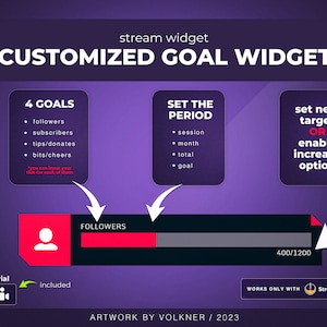 Twitch Goal Widget (CUSTOM COLORS) | Twitch Sub Goal | Cheer | Animated ...