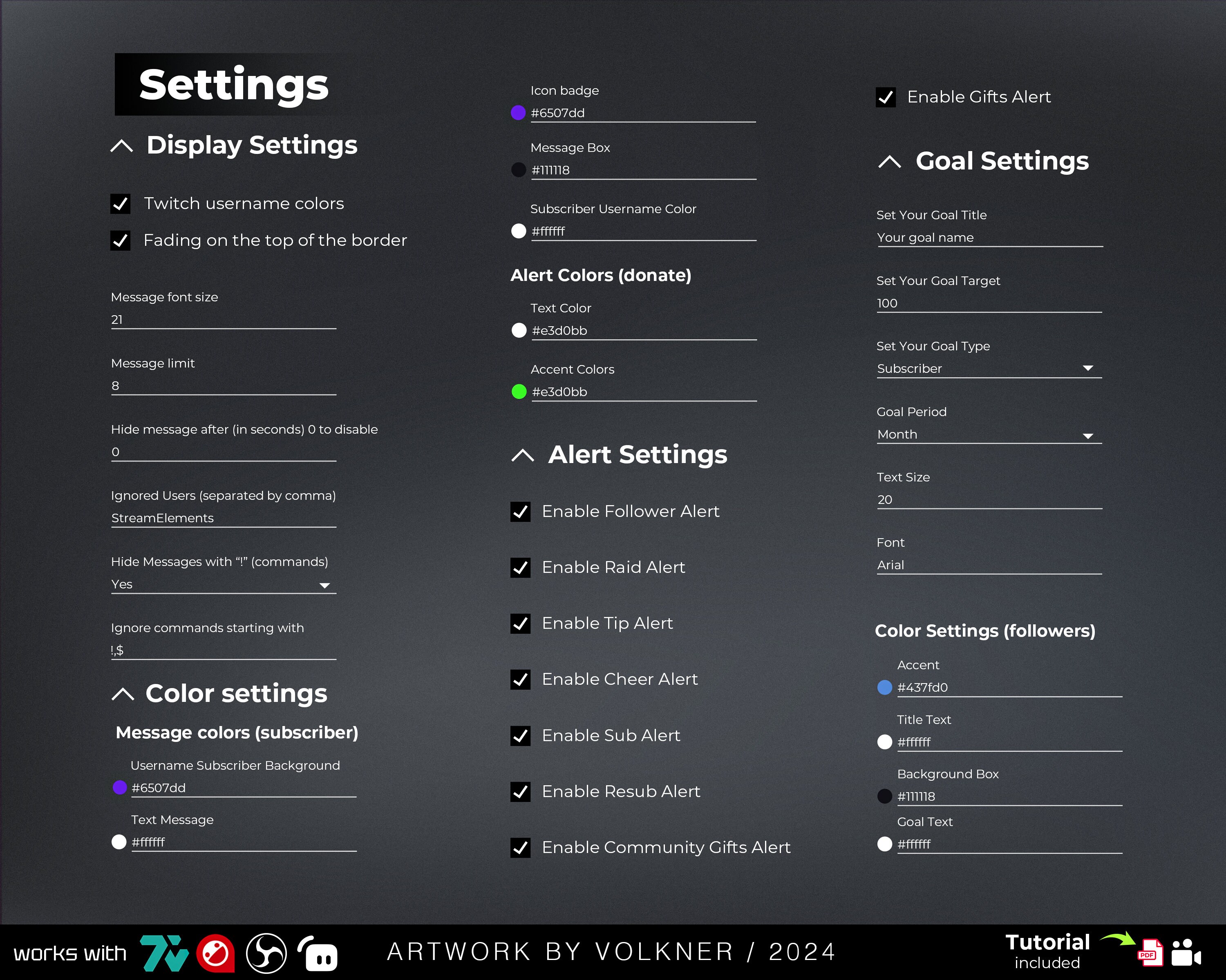 Chat Widget Twitch Stream Chat Box With Goal Widget Customizable Colors ...