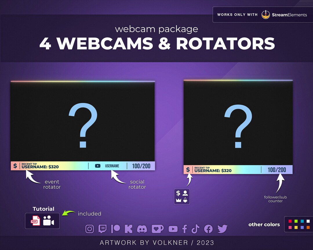 Rainbow Webcam Overlay for Twitch Webcam and Rotator Widget Subs ...