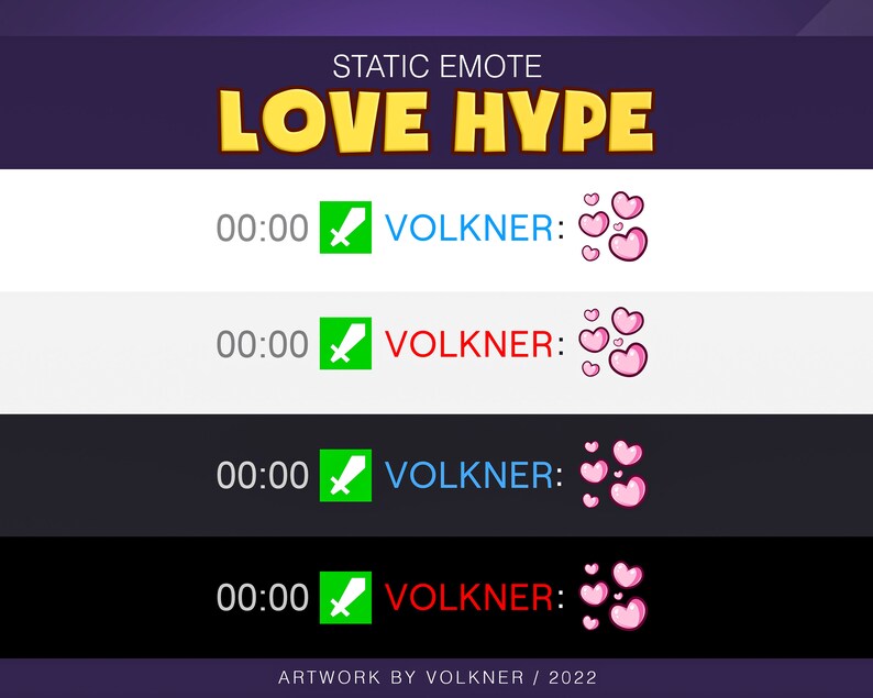 Animated Love Hype Emote + 2 STATIC | 3 Emotes | Sub | Love | Hype ...