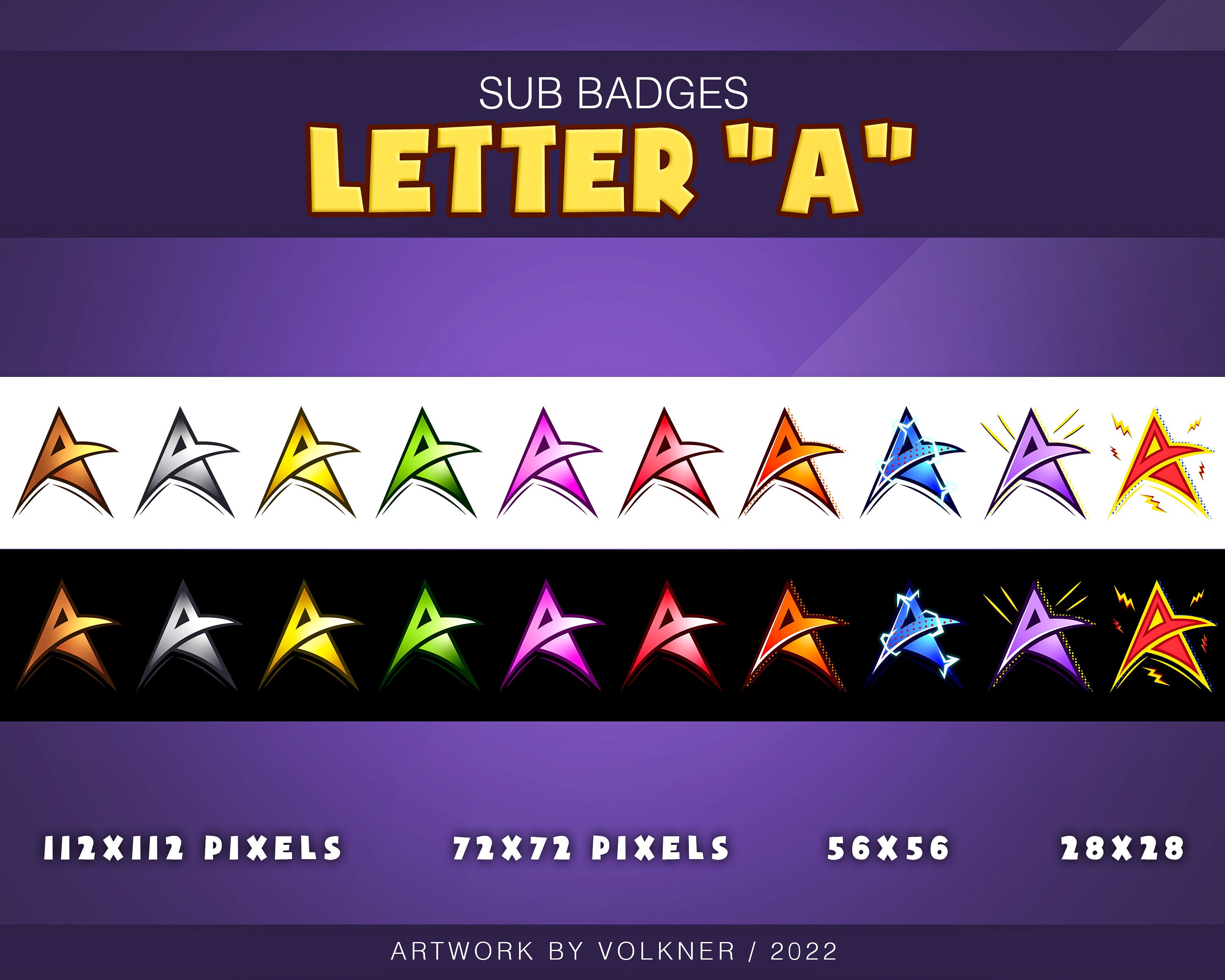 Twitch Letter A Sub Badges | 10 Sub/bit Badges | Twitch/youtube ...