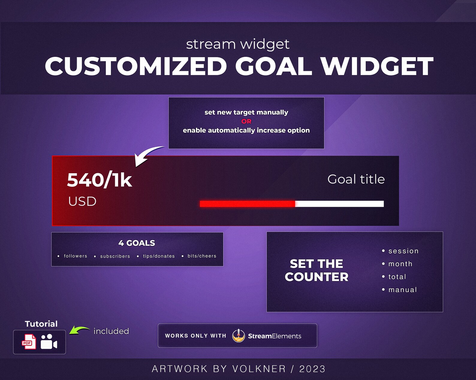 Customized Goal Widget | Twitch Sub Goal | Sub/follower/tips/cheer ...