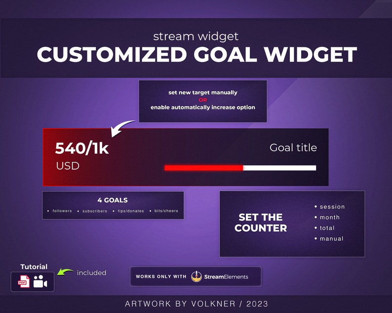 Customized Goal Widget | Twitch Sub Goal | Sub/follower/tips/cheer ...