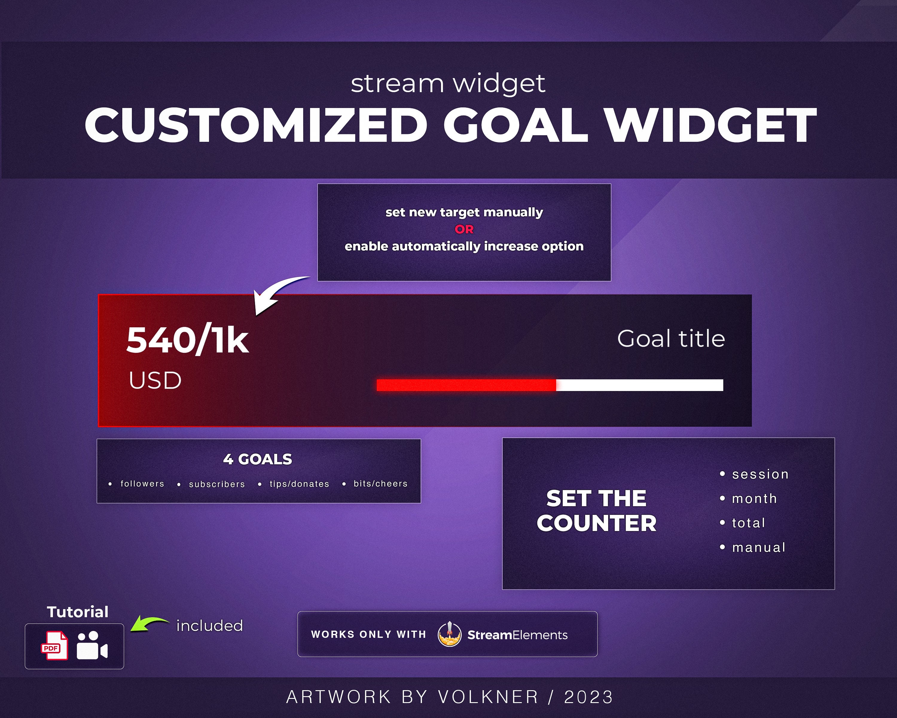 Customized Goal Widget | Twitch Sub Goal | Sub/follower/tips/cheer ...