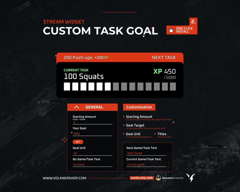 Custom Task Goal Widget Twitch Overlay Customizable Colors OBS ...