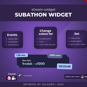 Twitch Subathon Stream Widget anpassbar Event-Rotator und Ziel-Widget vTuber-Overlay Countdown ...