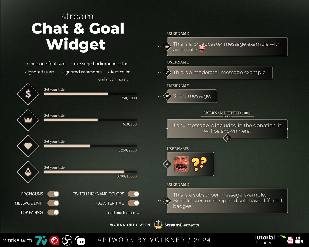 Classic Twitch Chat | Stream Chat & Goal Widget | Customizable Colors ...