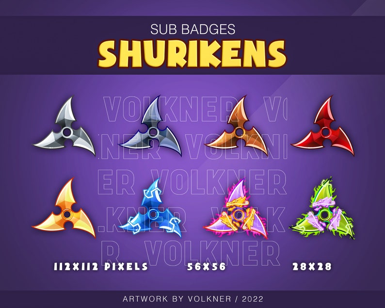 Twitch Shuriken Sub Badges | 8 Ninja Sub/bit Badges | Twitch/youtube ...