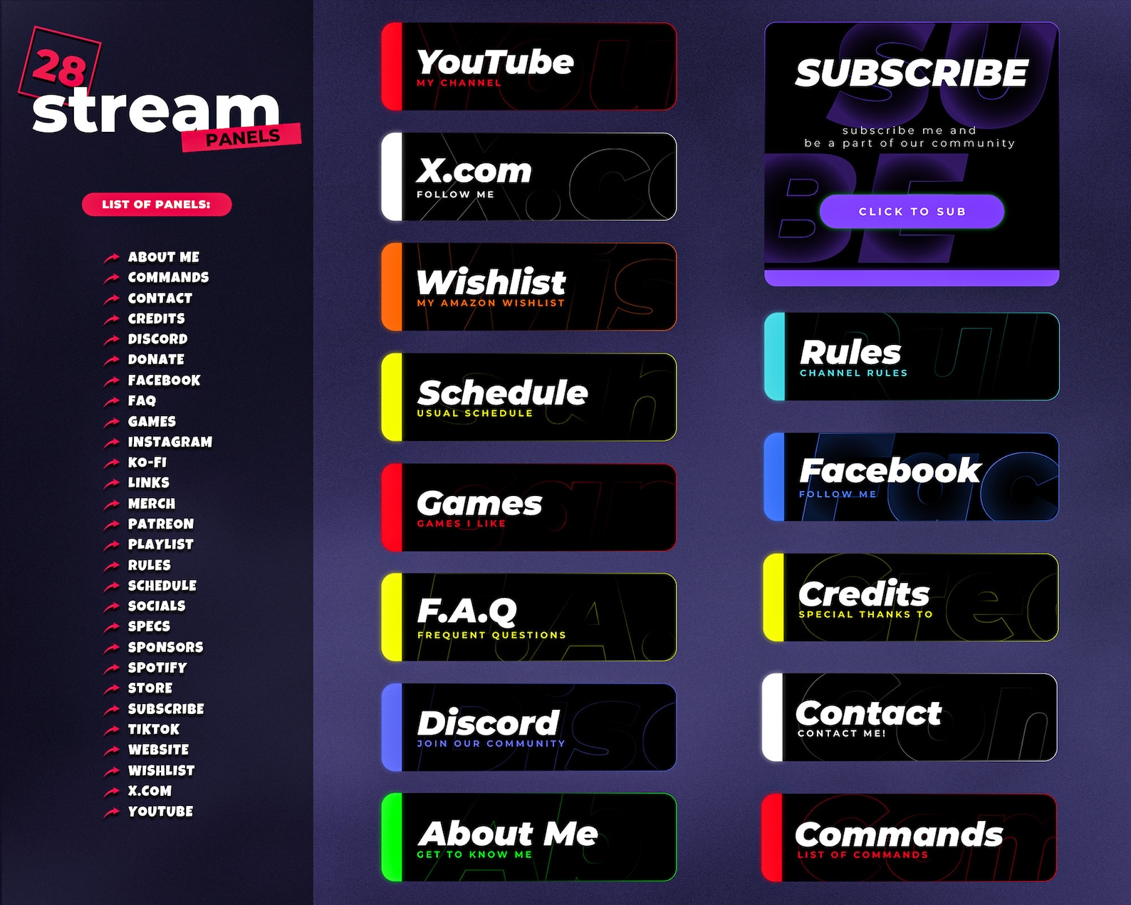 28 Minimalist Stream Panels – Simple Designs for Twitch & Kick ...