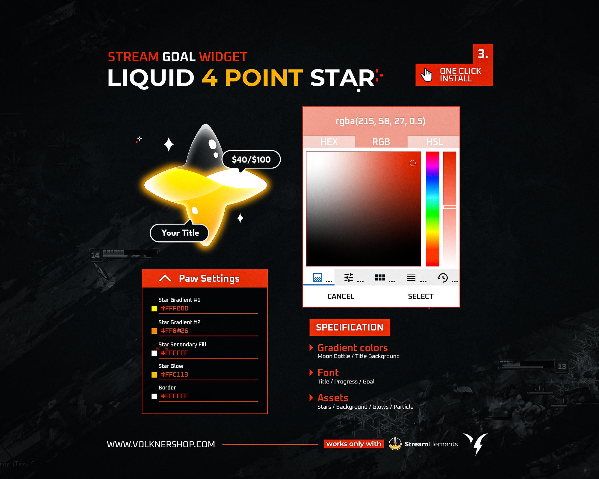 Kawaii Star Goal Widget | Glass Twitch Goals | Fully Customizable | Sub ...