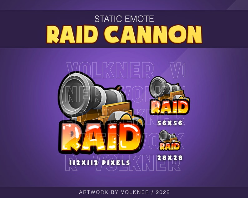 Twitch Animated Raid Emote | ANIMATED + STATIC | Cannon Raid, Cannon ...