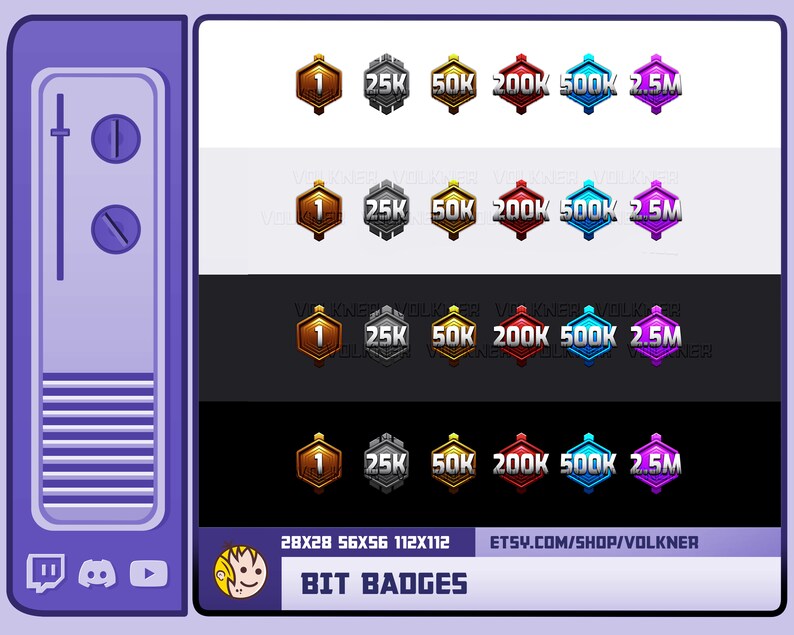 18 Twitch Bit Badges | Sub/bit/cheer Badges | Twitch/youtube - Etsy