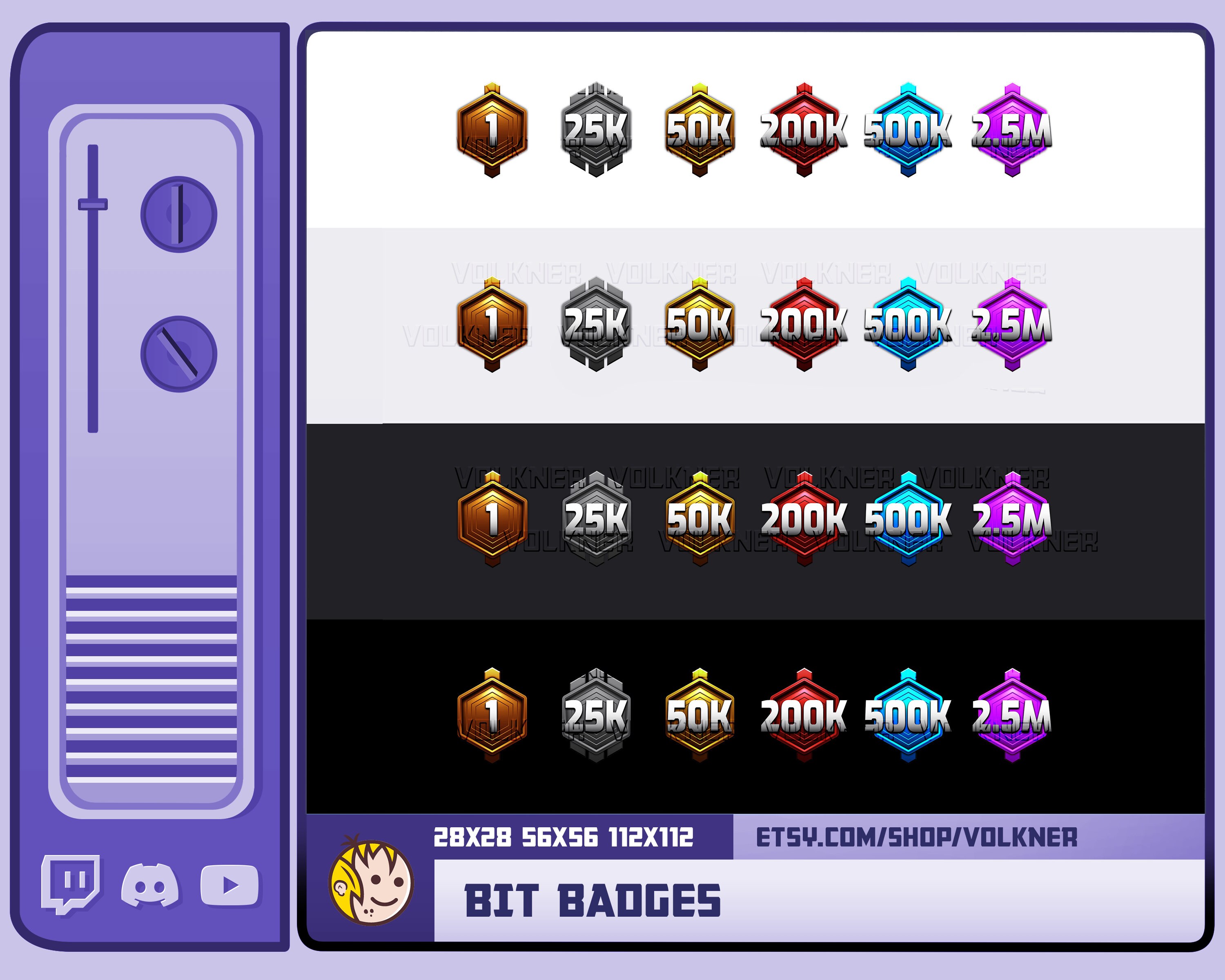18 Twitch Bit Badges | Sub/bit/cheer Badges | Twitch/youtube - Etsy