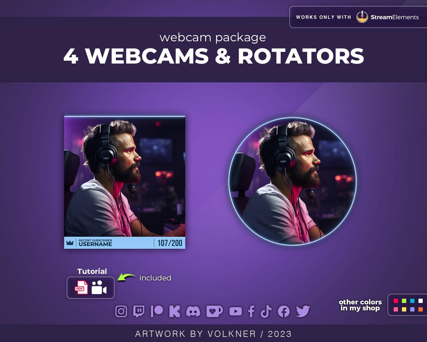 Light Blue Webcam Overlay for Twitch | Webcam and Rotator Widget | Subs ...