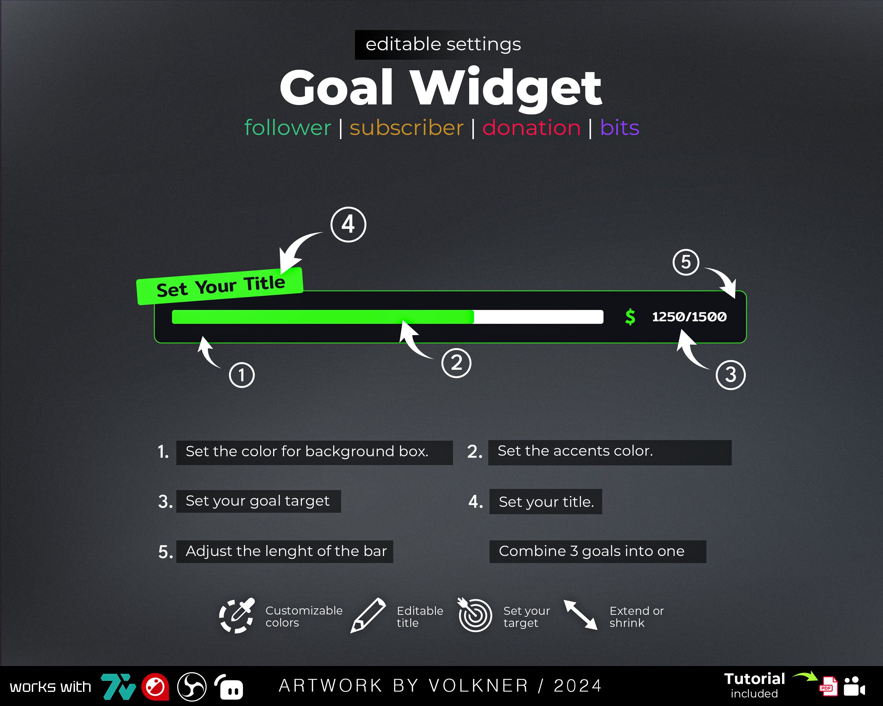 Chat Widget Twitch Stream Chat Box With Goal Widget Customizable Colors ...