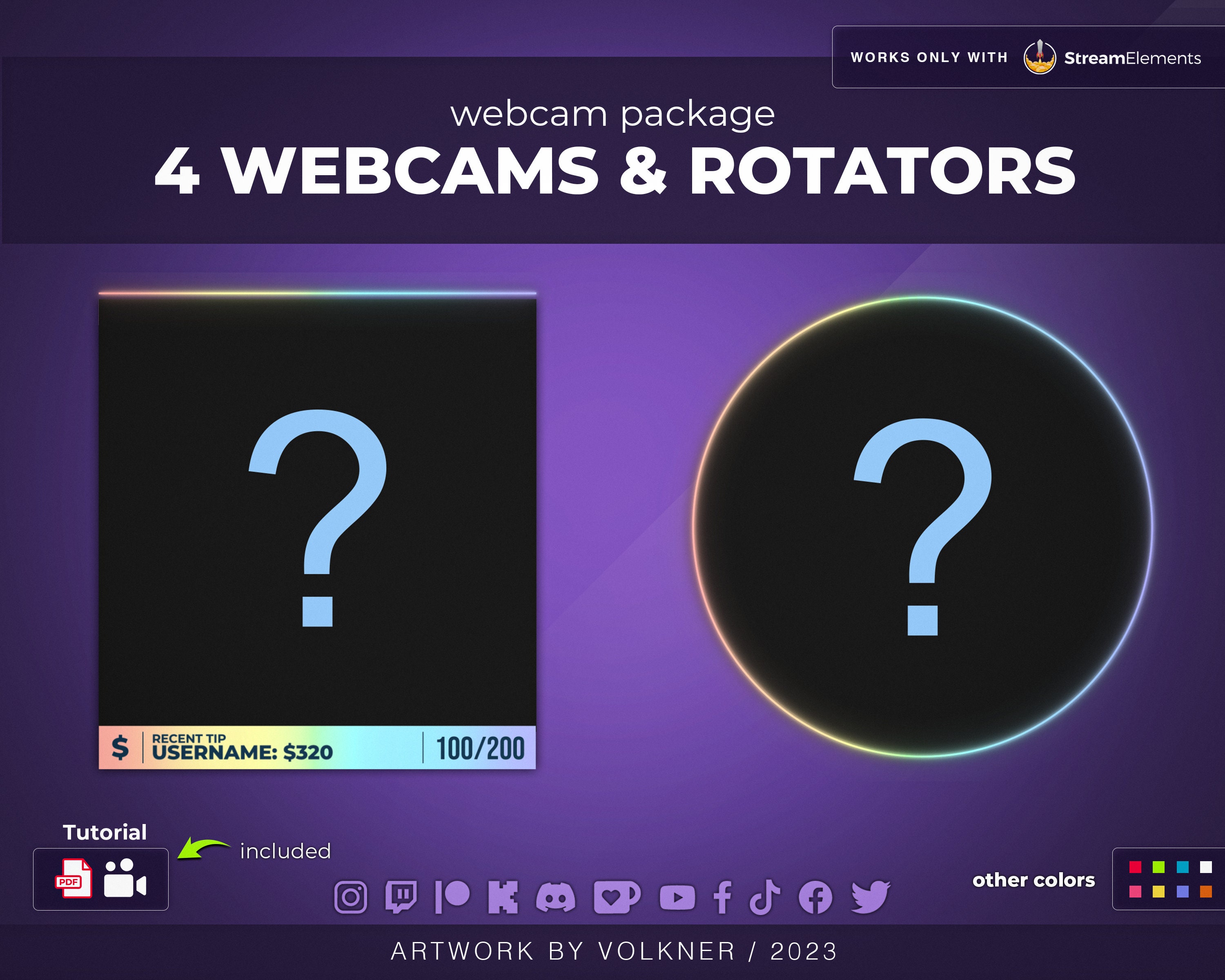 Rainbow Webcam Overlay for Twitch Webcam and Rotator Widget Subs ...